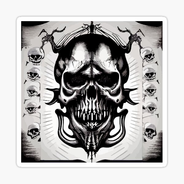 "#SkullLove Evil Skull 011" Sticker for Sale by MindGlowArt | Redbubble