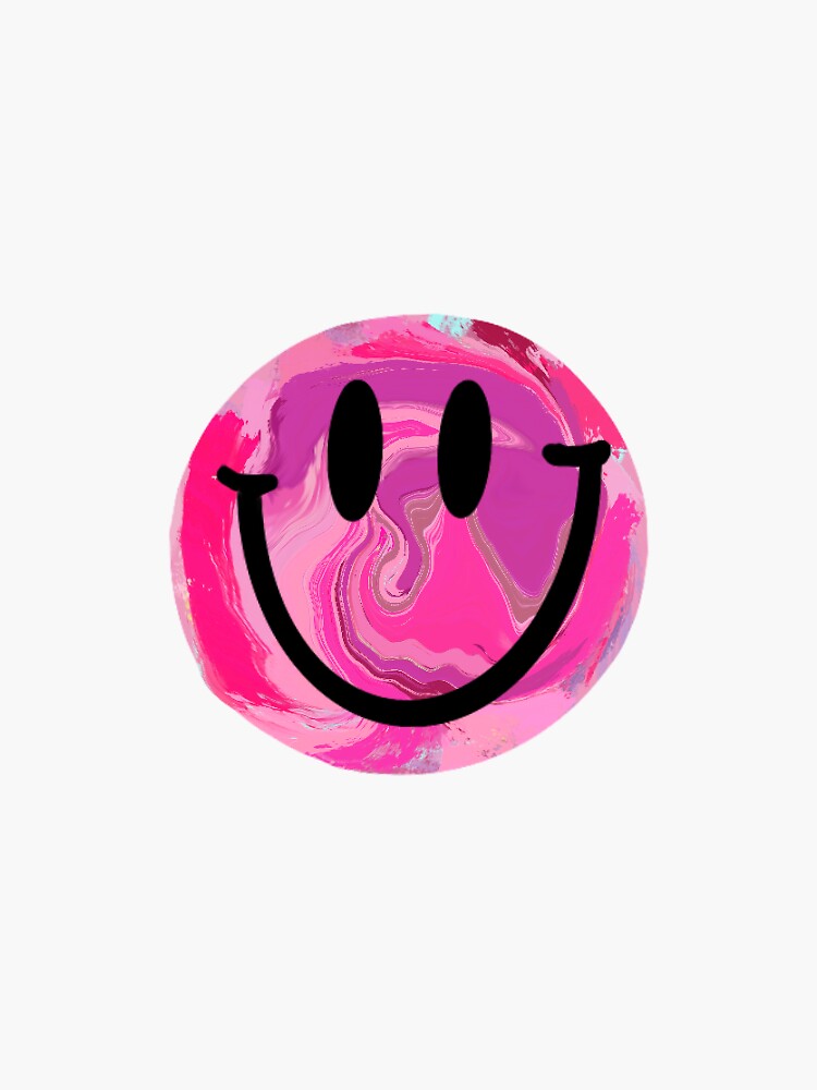 "Pink Smiley Face" Sticker for Sale by twinkly-biscuit | Redbubble