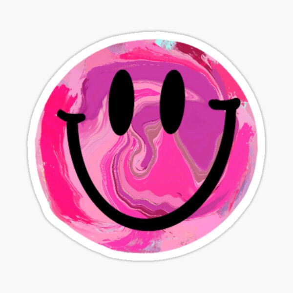 "Pink Smiley Face" Sticker for Sale by twinkly-biscuit | Redbubble
