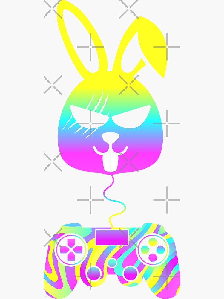 "Bunny Gamer Angry Gamer Bunny Gaming Game Controller" Sticker for Sale ...