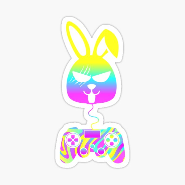"Bunny Gamer Angry Gamer Bunny Gaming Game Controller" Sticker for Sale ...