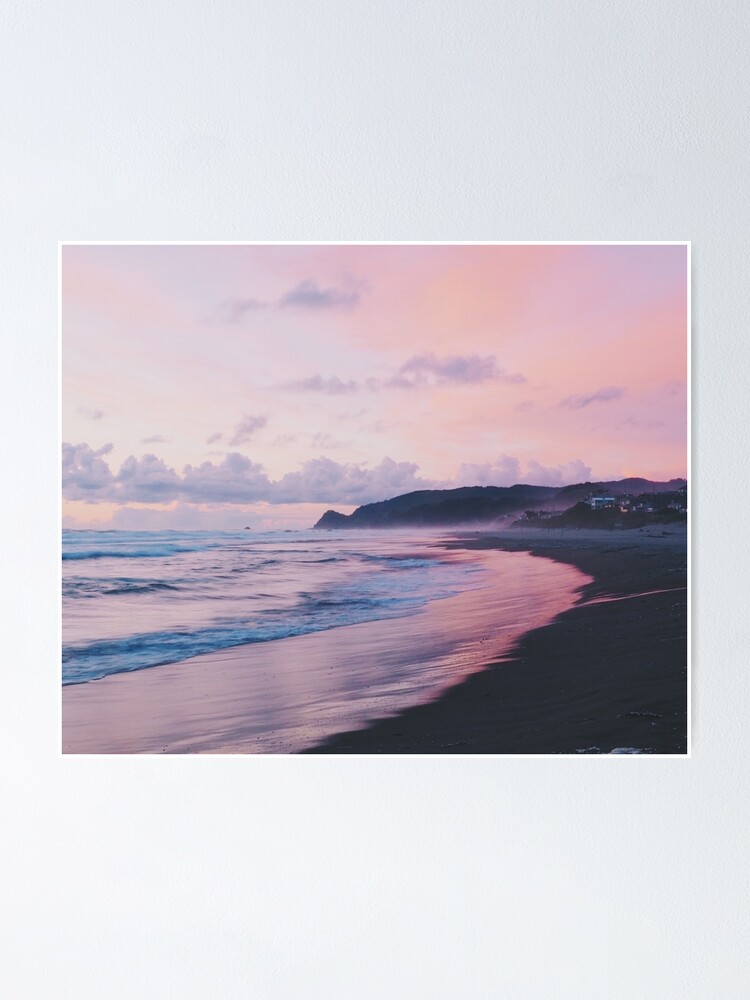 "Clam ocean waves and purple sky view on Friday evening " Poster for ...