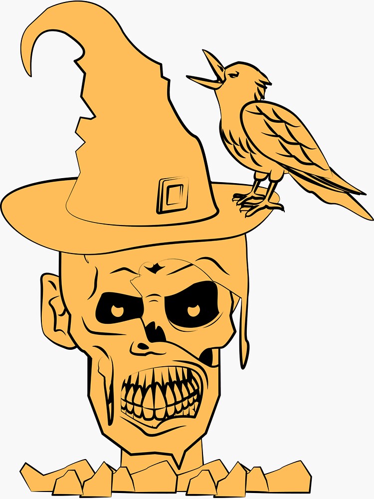 "Halloween Scary Evil Monster with Birds Sticker" Sticker for Sale by A ...