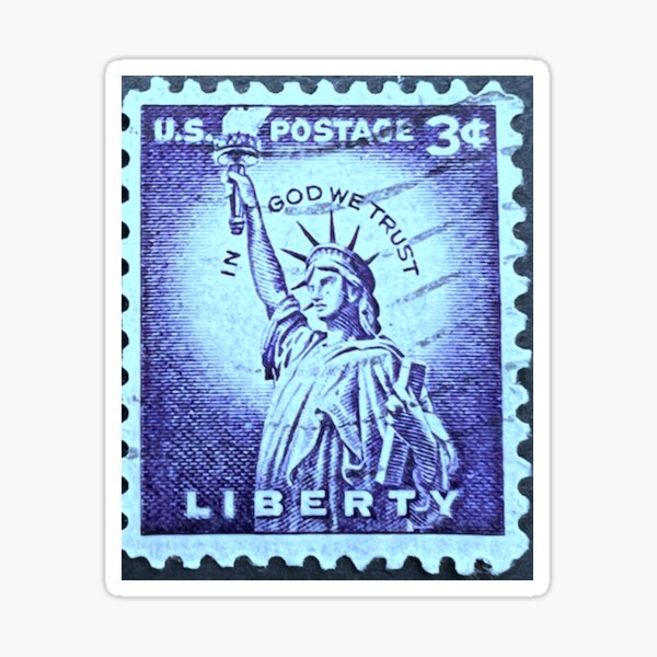 "Statue of Liberty Purple Vintage Postage Stamp" Sticker for Sale by ...