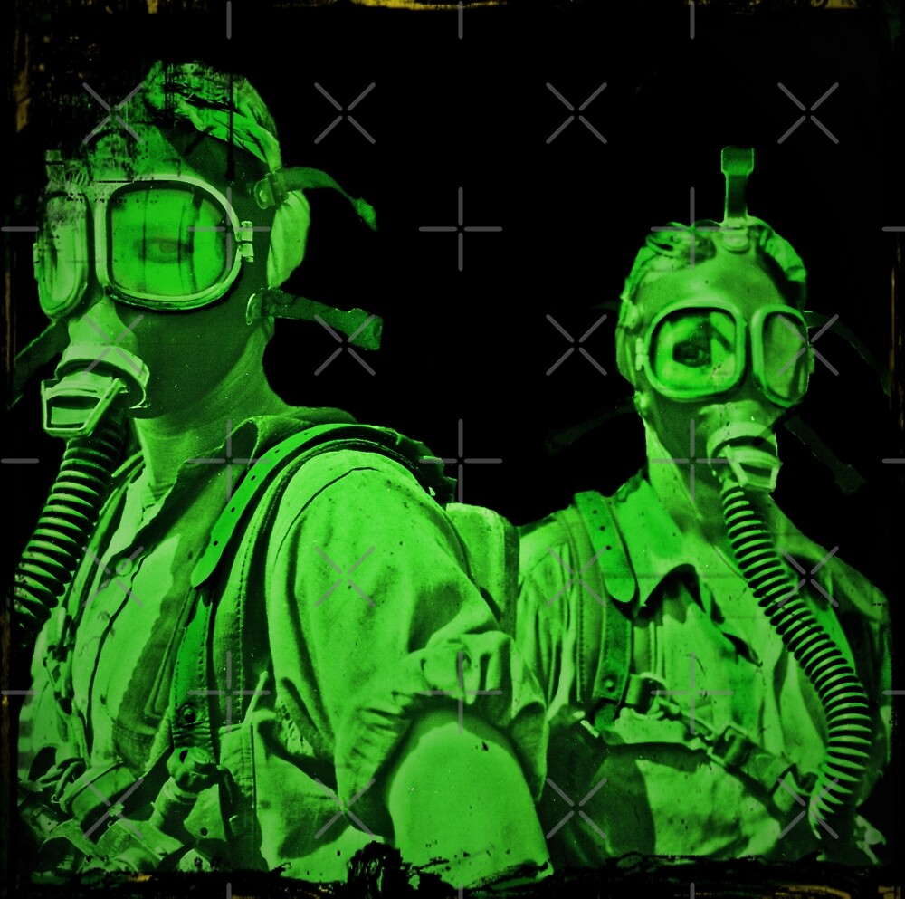 "Neon Green Gas Mask Girls" by dianegaddis | Redbubble