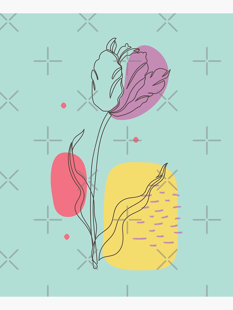 Flower Drawing Outline One Line Art Sticker For Sale By