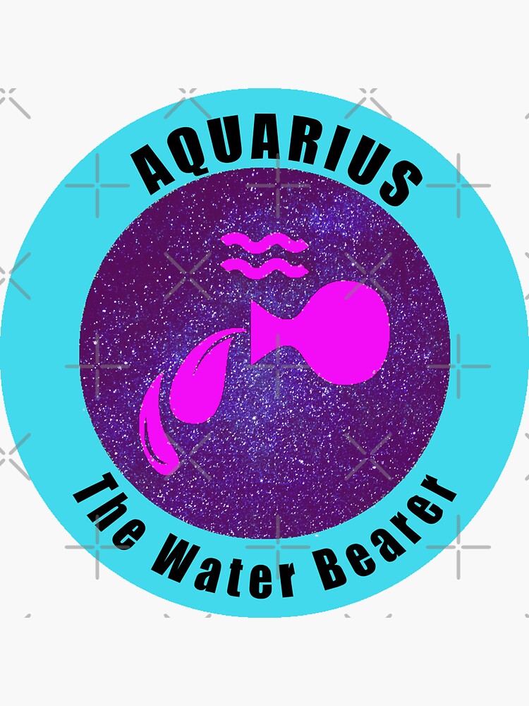 "Aquarius, The Water Bearer. Zodiac Sign Round" Sticker for Sale by ...
