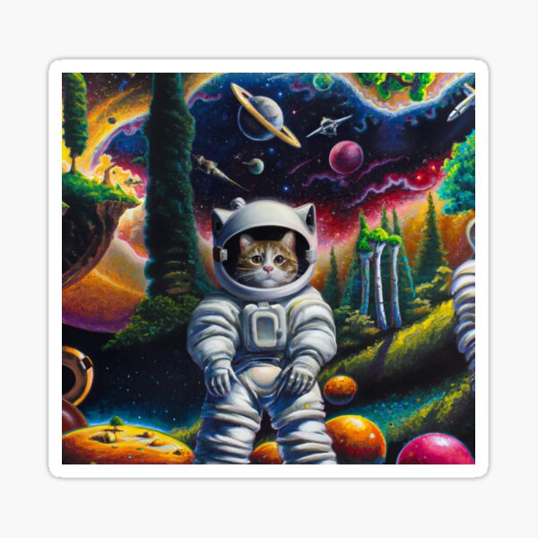 "Trippy Astronaut Space Cat" Sticker for Sale by ONLYTHERAD | Redbubble