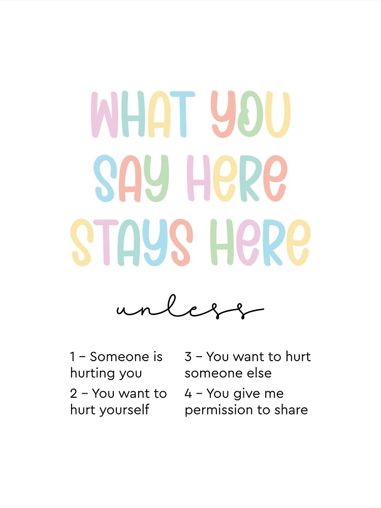 "What You Say Here Stays Here | Confidentiality Sign | Pastel Rainbow ...