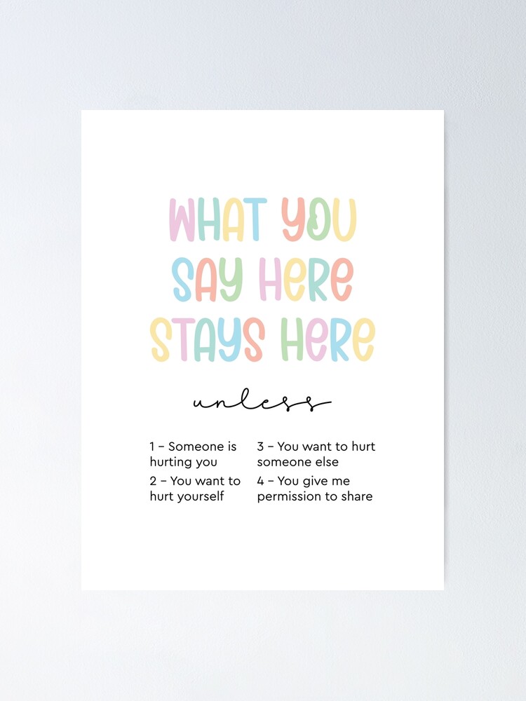 "What You Say Here Stays Here | Confidentiality Sign | Pastel Rainbow ...