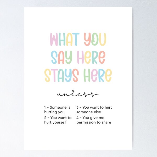 "What You Say Here Stays Here | Confidentiality Sign | Pastel Rainbow ...