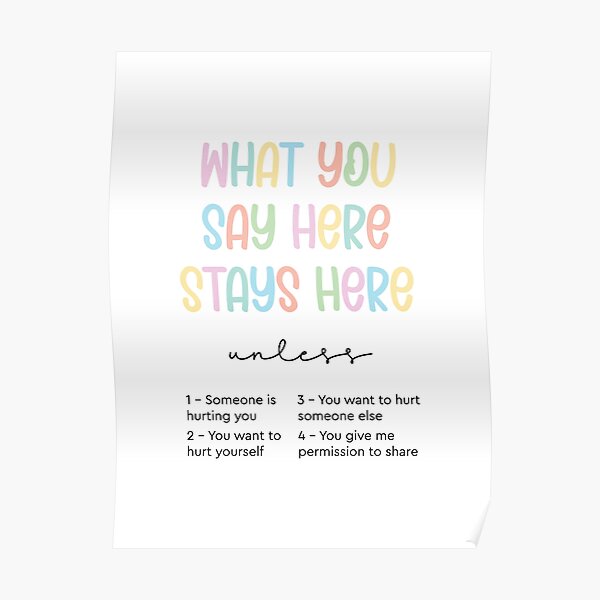 "What You Say Here Stays Here | Confidentiality Sign | Pastel Rainbow ...