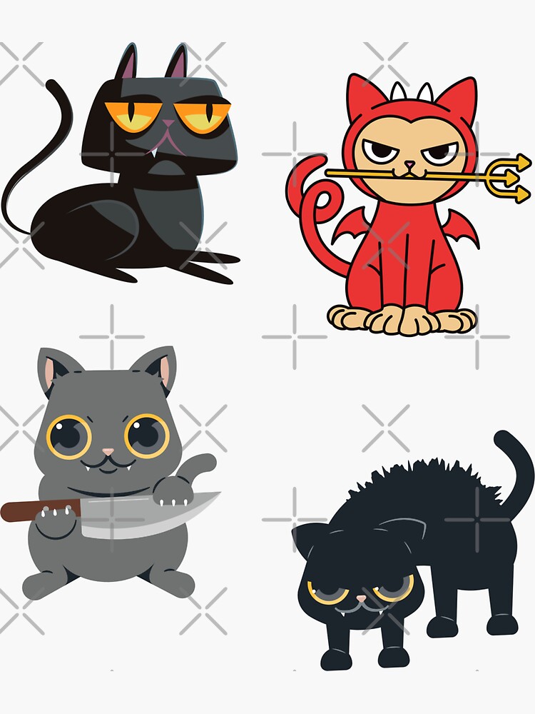 "Halloween Cute Scary Cats" Sticker for Sale by InspiredForever | Redbubble