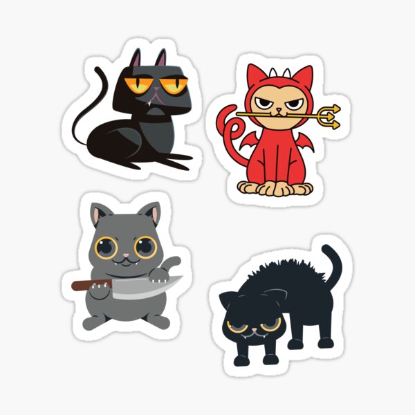 "Halloween Cute Scary Cats" Sticker for Sale by InspiredForever | Redbubble