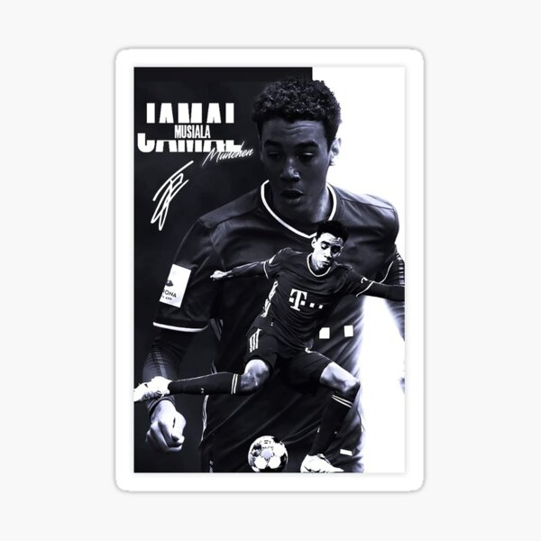 "Jamal Musiala Black and White with Signature" Sticker for Sale by ...