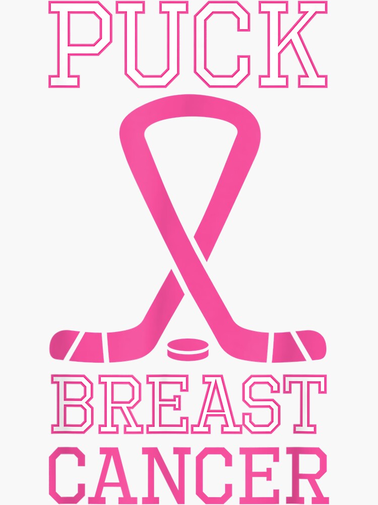"Puck Breast Cancer Pink Ribbon Ice Hockey Breast Cancer" Sticker for ...