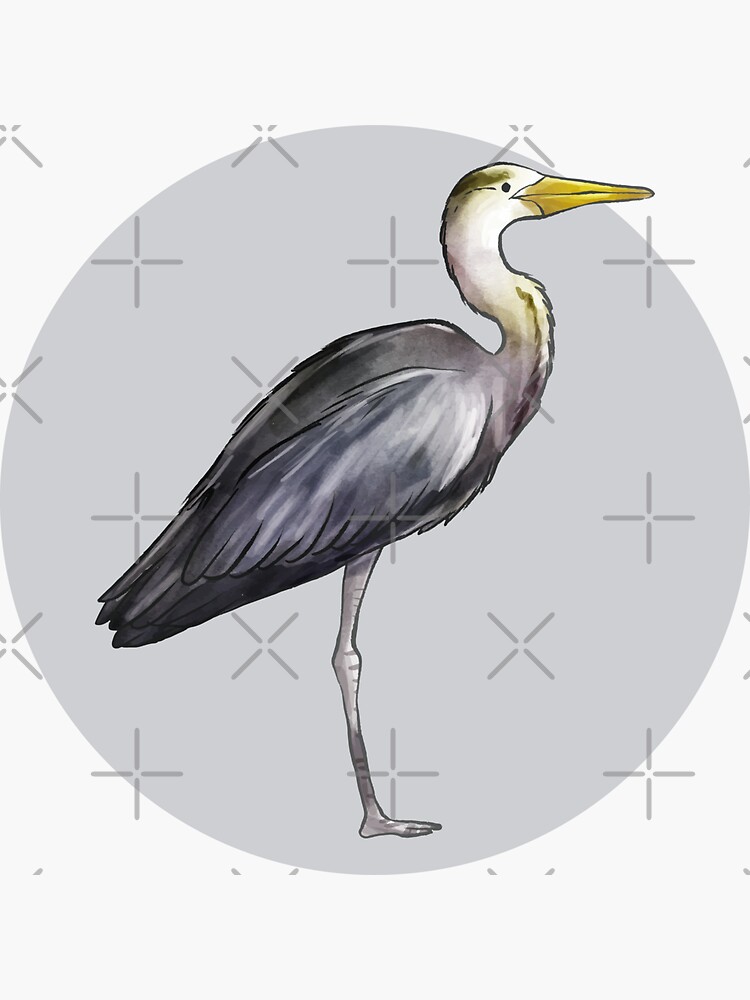"Watercolor heron with round color background" Sticker for Sale by ...