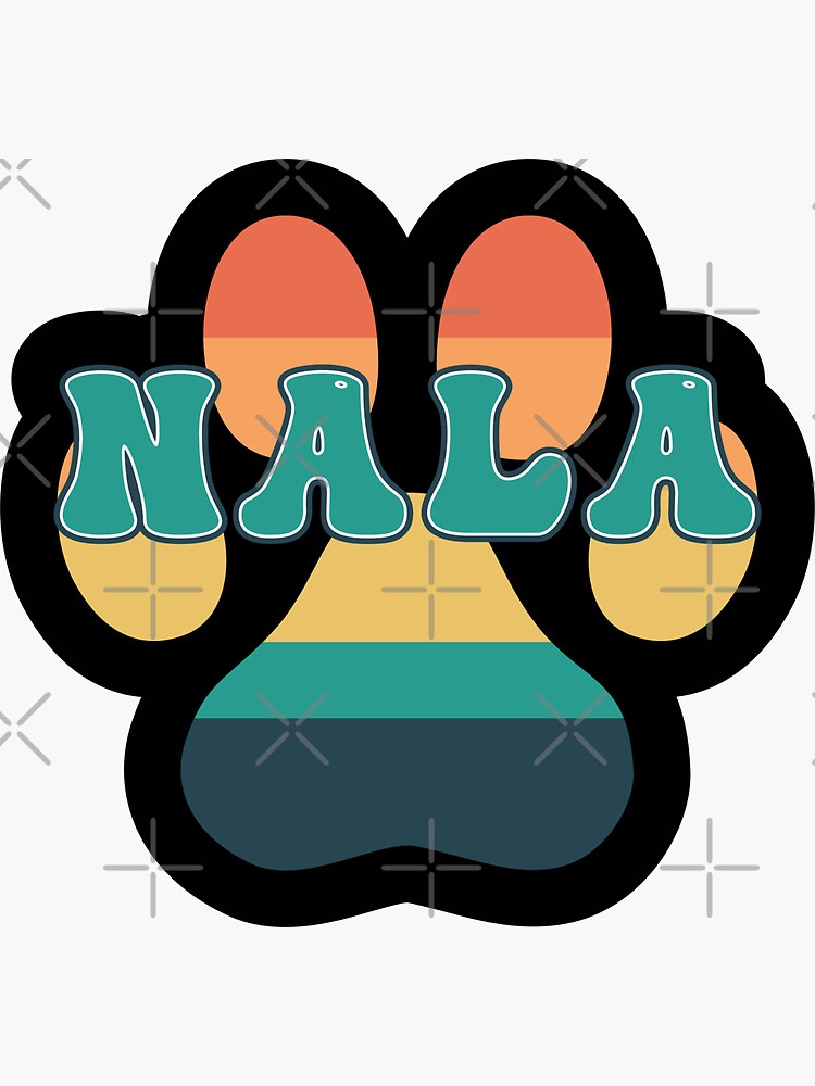 "Nala Dog Name Vintage Sunset Paw Prints on Black - Nala Dog Name ...