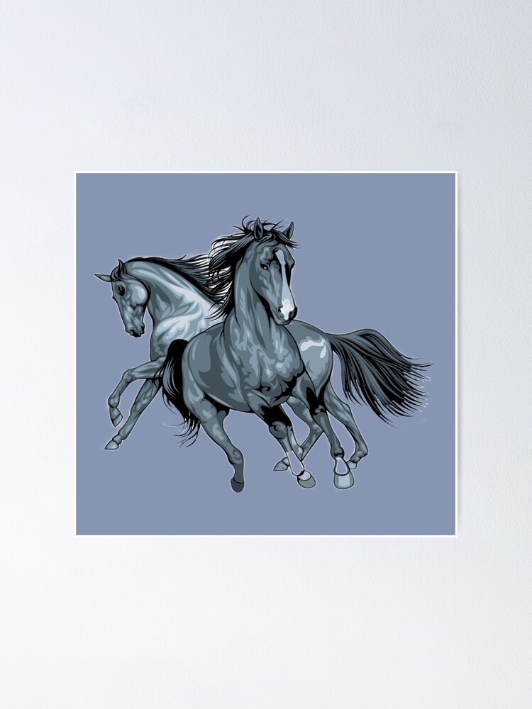 "Wild Horses, show of strength" Poster for Sale by Illustrasigns ...