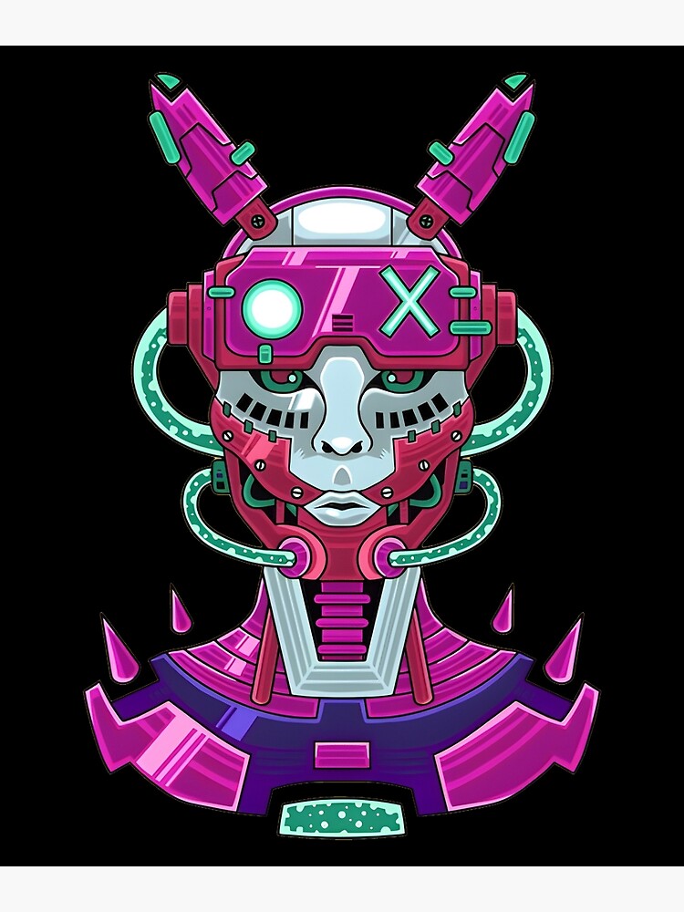 "Cyberpunk character rabbit cyborg premium vector" Art Print for Sale ...