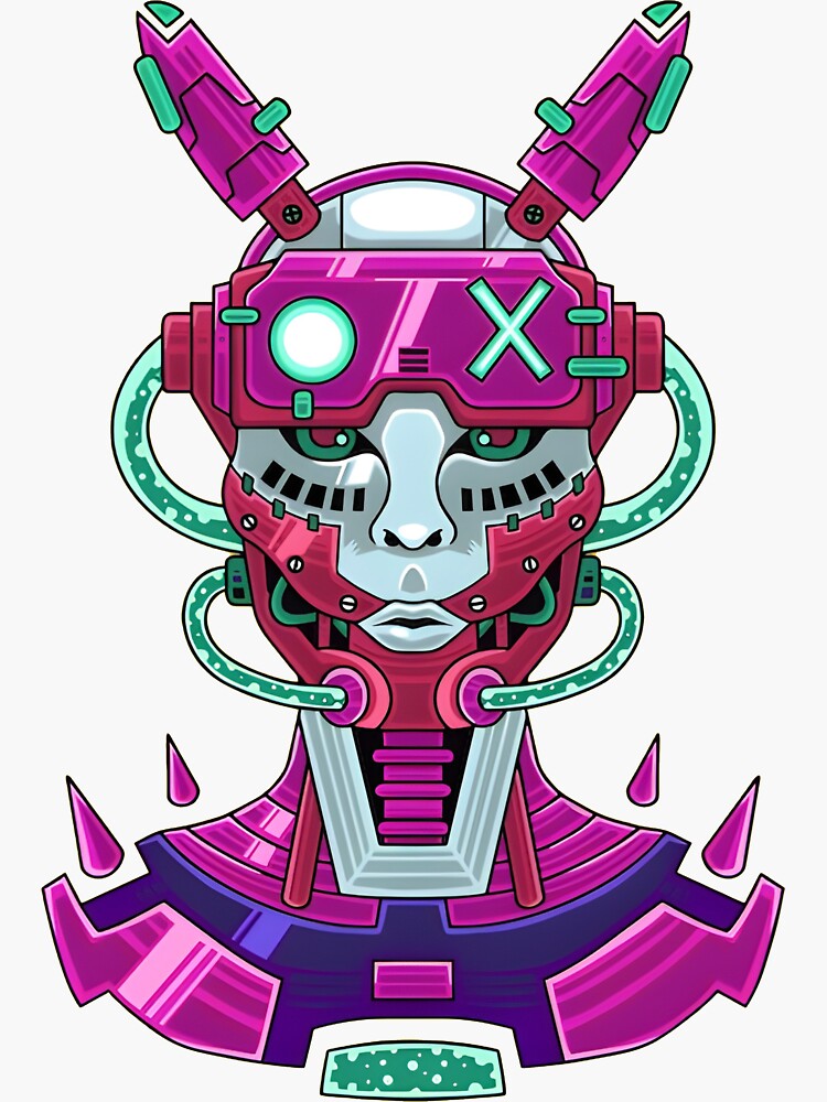 "Cyberpunk character rabbit cyborg premium vector" Sticker for Sale by ...