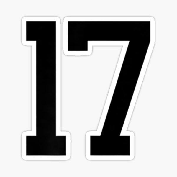 "Number 17 on Front Back Numbers Sports Game Team Jersey 17" Sticker ...