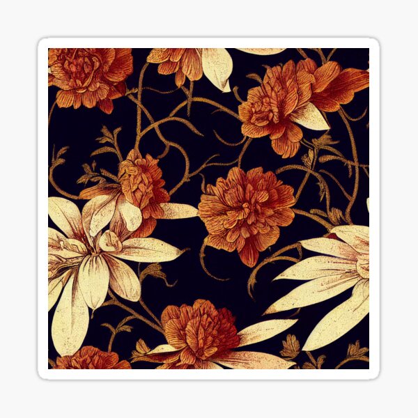 "Vintage 1970s Autumn Florals Brown Flower Design" Sticker for Sale by ...