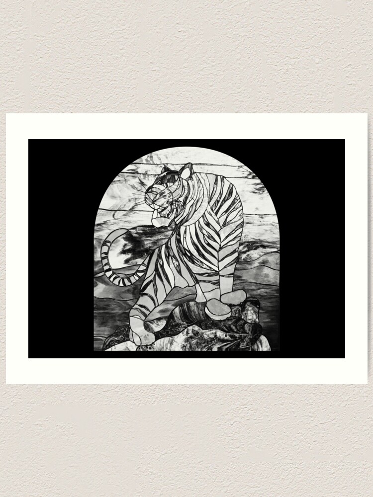 "B&W Tiger Stained Glass Window | Tiger Printed | Tiger Art Graphic ...