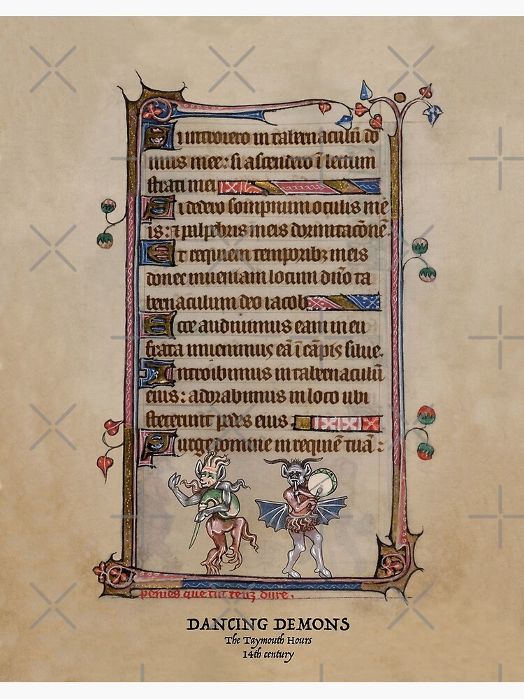 "Dancing Demons, The Taymouth Hours 14th century" Poster for Sale by ...