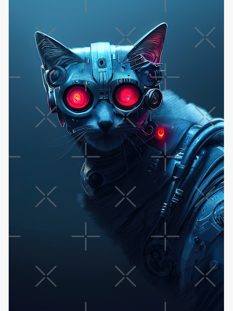 "cybernetic cyborg cat" Sticker for Sale by HazGlitchArt | Redbubble