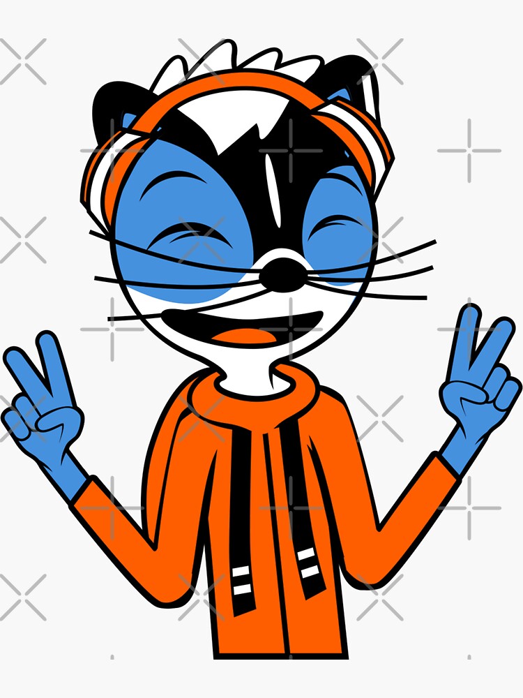 "Happy Headphones Skunk With Two Raised Peace Hand Signs" Sticker for ...