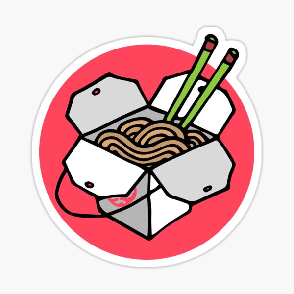 Stickers, Labels & Tags Stickers Chinese take out box sticker noodles ...