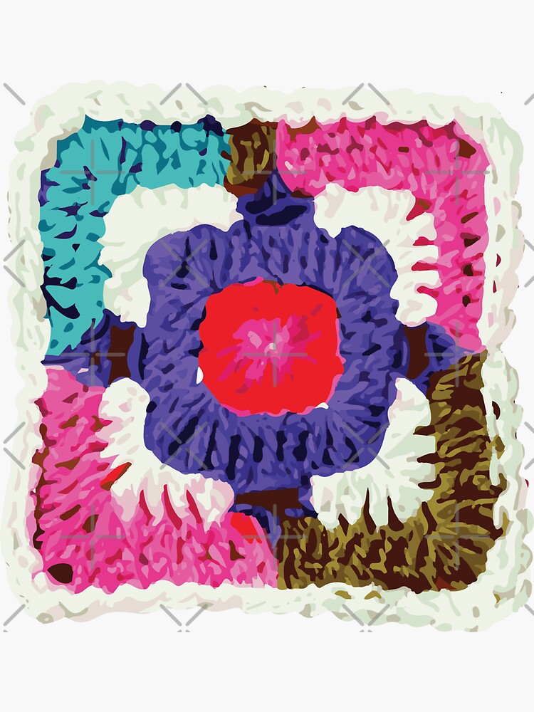 "Flower Patchwork of Basic Granny Square Pattern Abstract Crochet ...