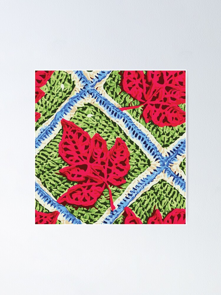 "Maple Leaf Crochet Yarn Granny Square Pattern Abstract Crochet ...
