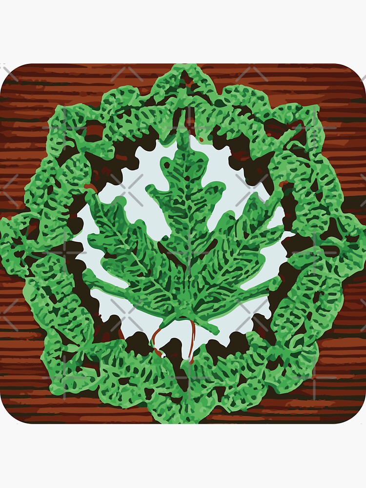 "Green Christmas Maple Leaf Crochet Yarn Granny Square Pattern Abstract ...
