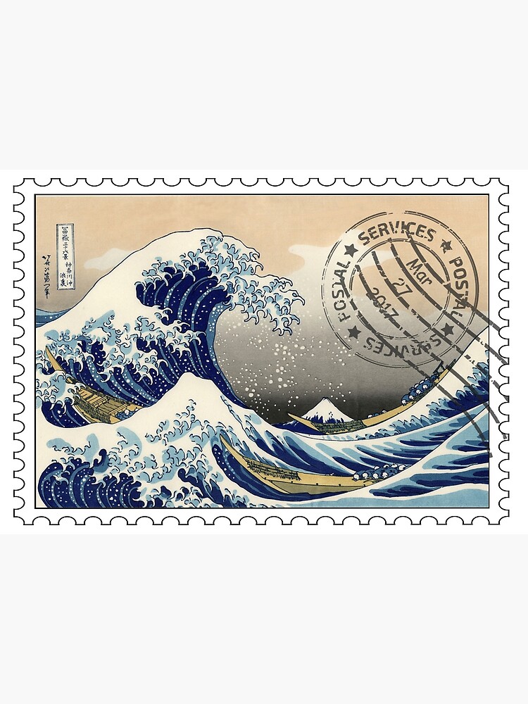 "Great Wave by Hokusai Katsushika post stamp sticker" Poster for Sale ...