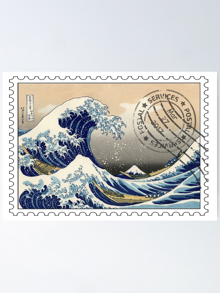 "Great Wave by Hokusai Katsushika post stamp sticker" Poster for Sale ...