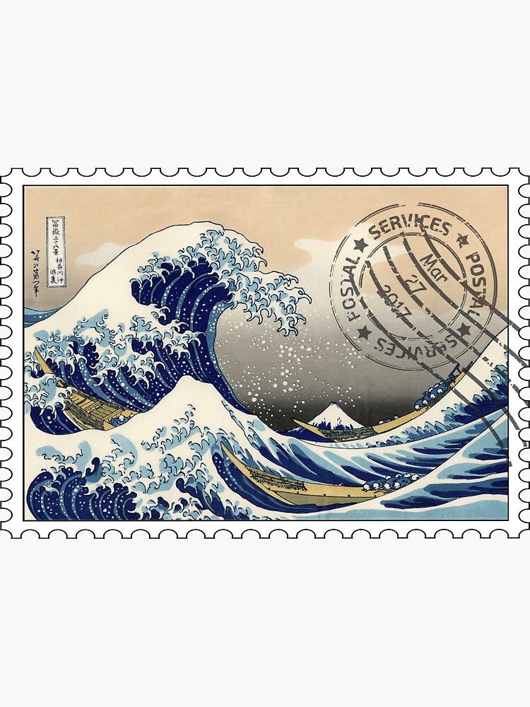 "Great Wave by Hokusai Katsushika post stamp sticker" Sticker for Sale ...