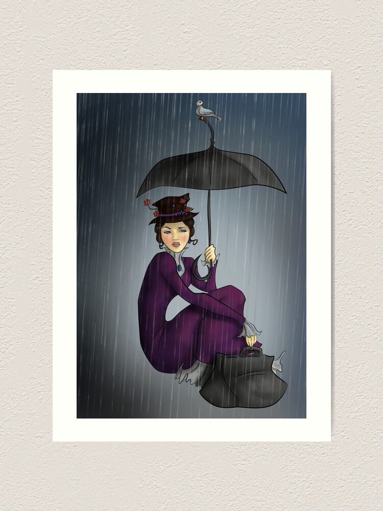 "Mary Poppins in the Rain" Art Print by CatAstrophe | Redbubble