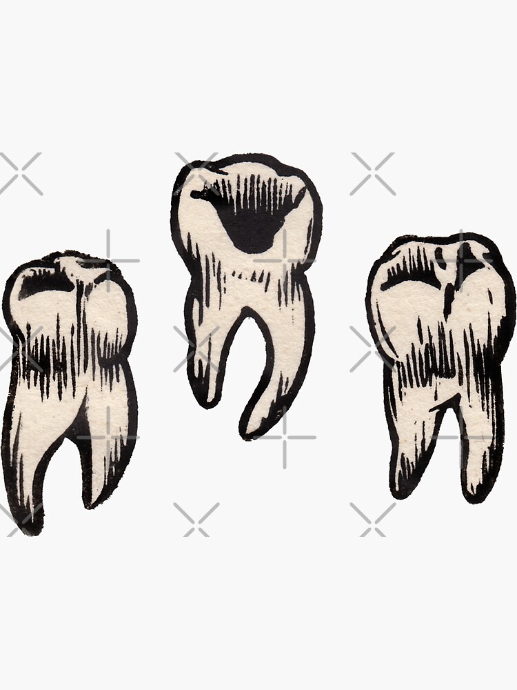 "Relief Print of Human Teeth, Traditional Tattoo Teeth" Sticker for ...