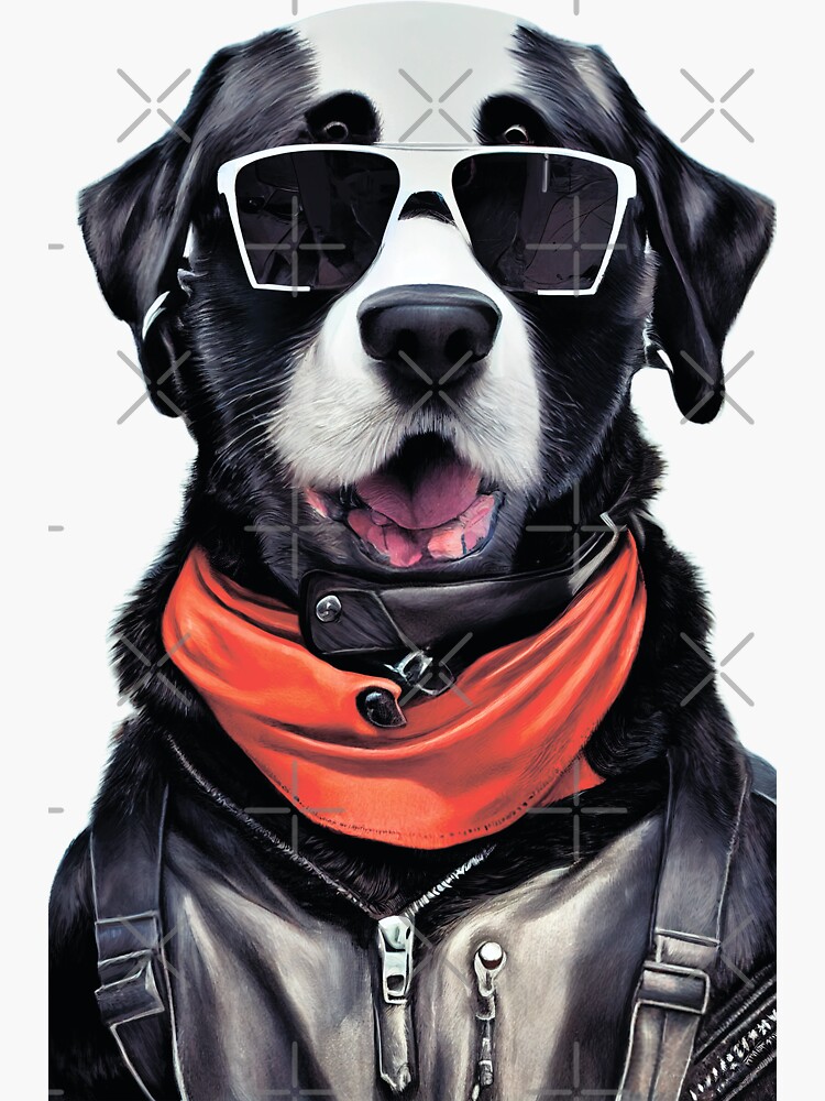 "Labrador in leather jacket" Sticker for Sale by Hoity-Toity | Redbubble