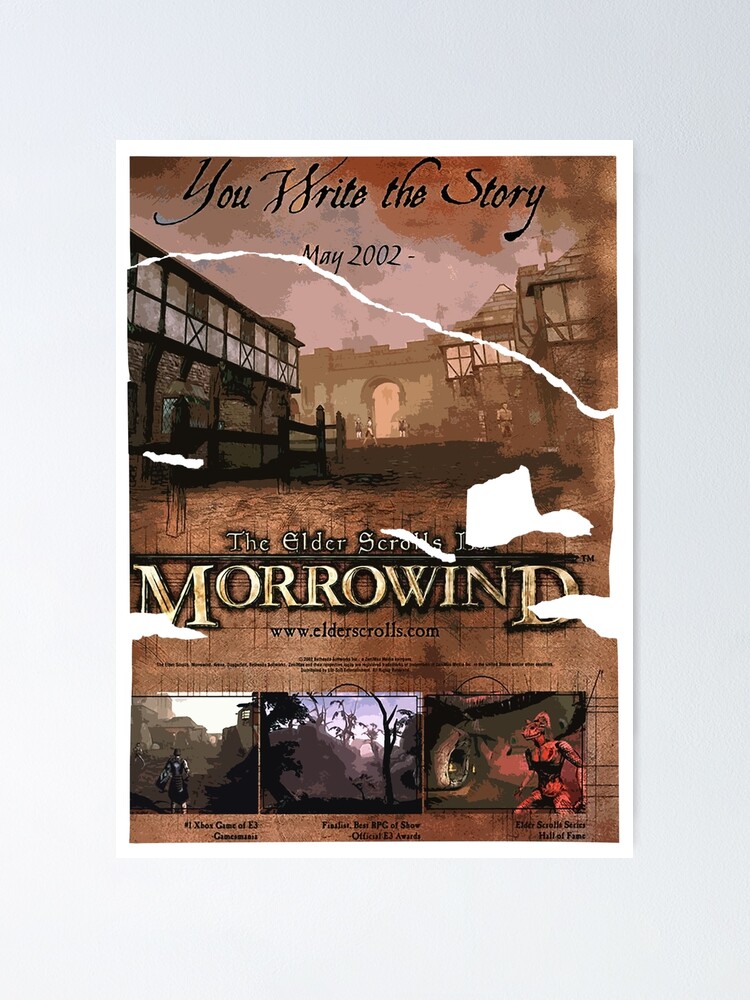"original 2002 GOTY poster morrowind | scrolls retro rpg elder online ...