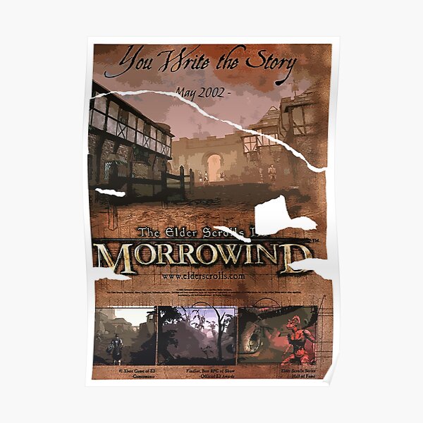 "original 2002 GOTY poster morrowind | scrolls retro rpg elder online ...