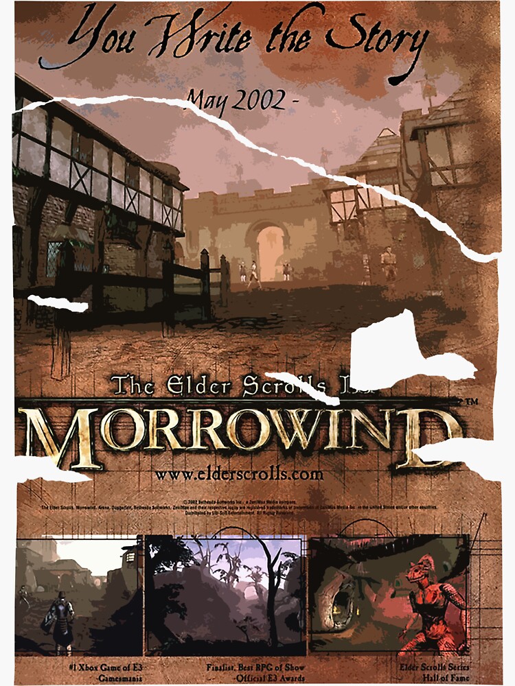 "original 2002 GOTY poster morrowind | scrolls retro rpg elder online ...