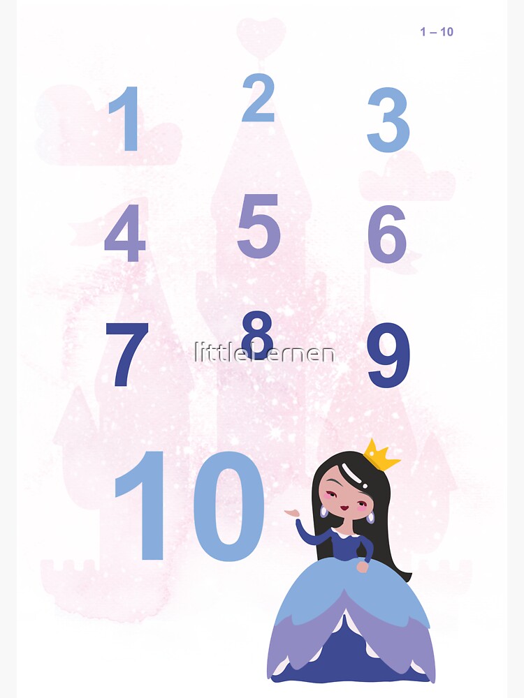 " Princess number 1-10 poster" Sticker for Sale by littleLernen | Redbubble