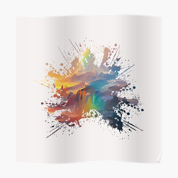 "Rainbow Waterfall - Paint Splatter" Poster for Sale by Hawkite | Redbubble