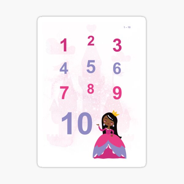 " Princess number 1-10 poster" Sticker for Sale by littleLernen | Redbubble