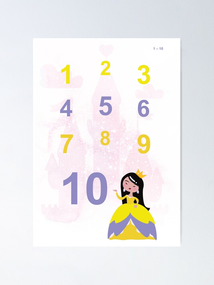 "Princess number 1-10 sticker poster" Poster for Sale by littleLernen ...