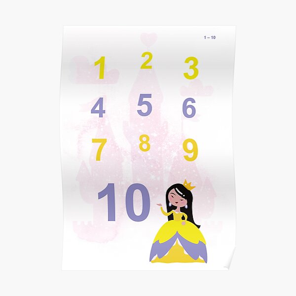 "Princess number 1-10 sticker poster" Poster for Sale by littleLernen ...