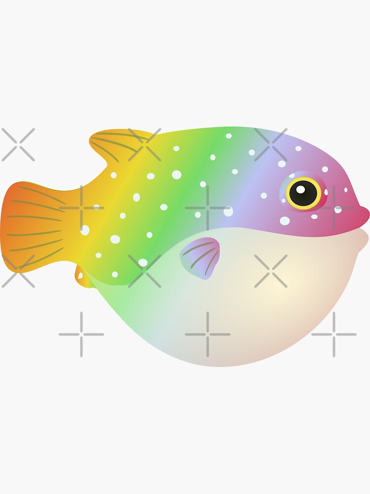 "puffer fish blow fish cute pufferfish rainbow" Sticker for Sale by ...